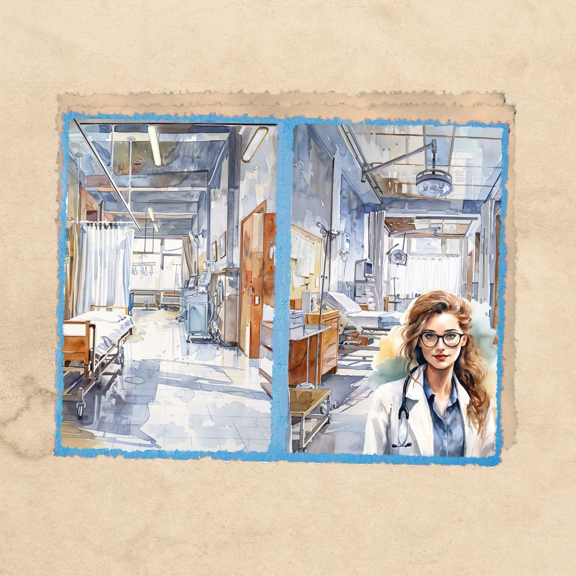 Nursing and Hospital Watercolor Clipart Junk Journal Printable Pages ...