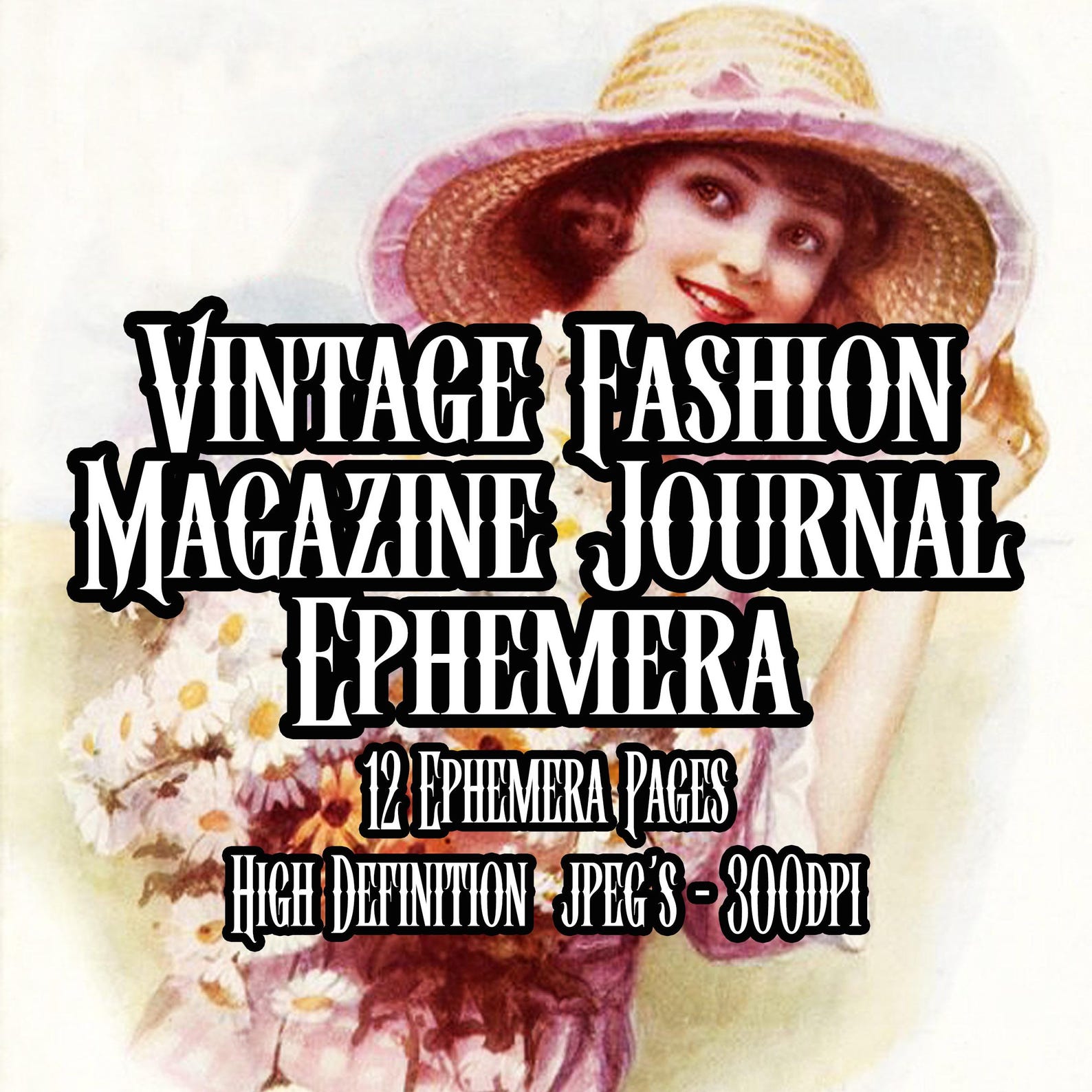 Vintage Fashion Magazine Covers Ephemera Bundle 50+ Printable Card ...