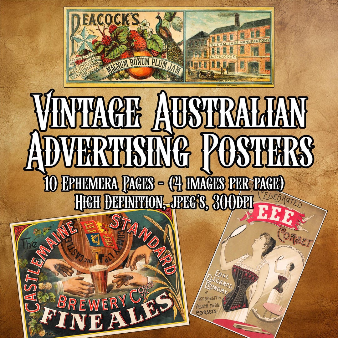Vintage Australian Advertising Posters Junk Journal Ephemera Collage ...