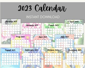 2023 Digital Printable Monthly Calendar - Etsy