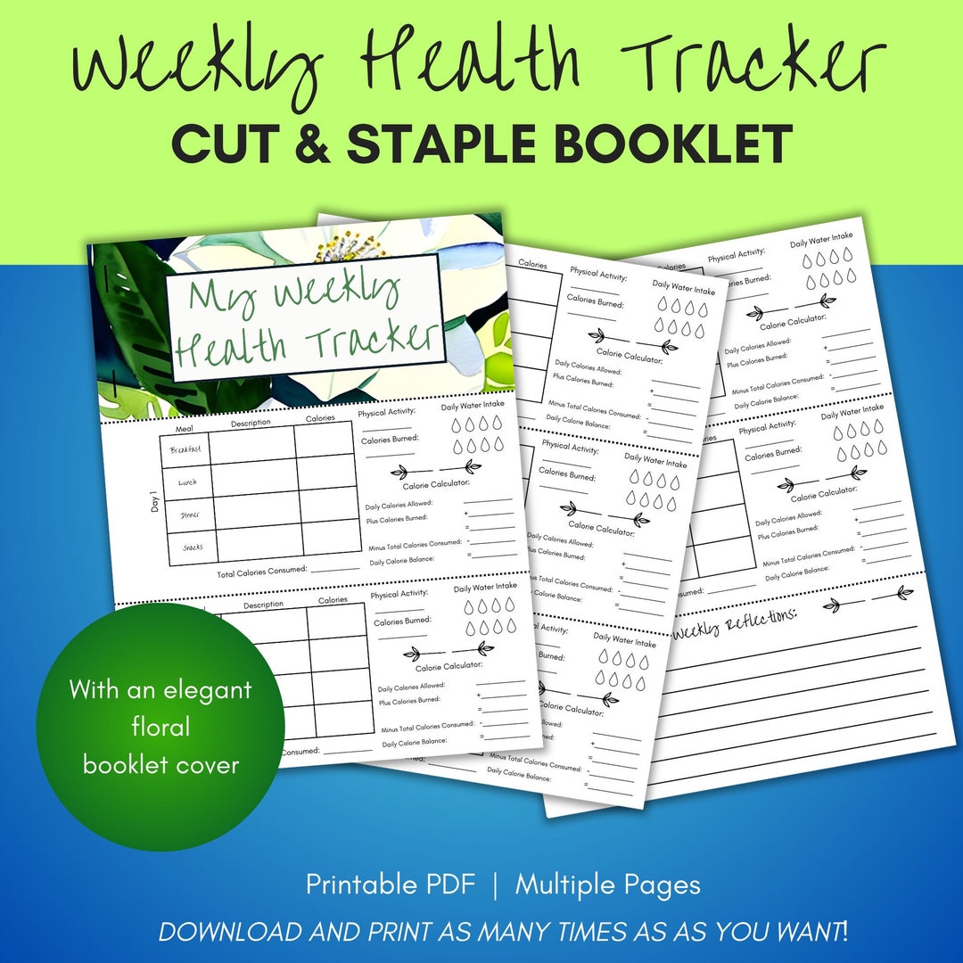 Weekly Health Tracker Booklet With White and Green Floral Cover - Etsy