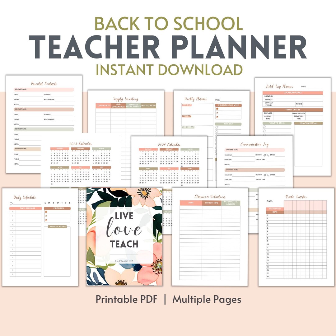 Boho Teacher Planner 2023-2024 - Etsy
