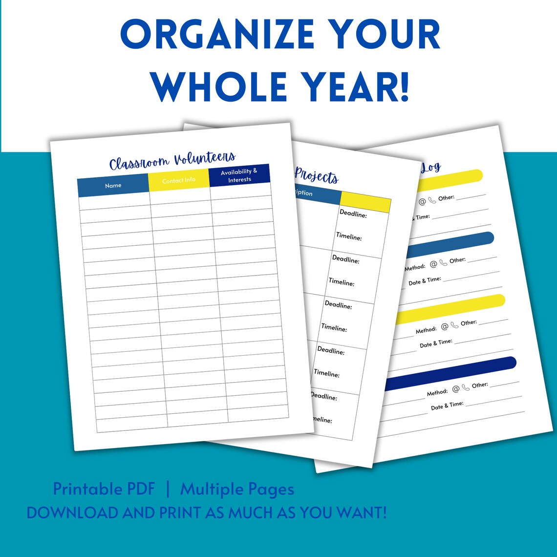 Teacher Planner 2023-2024 Printable - Etsy UK