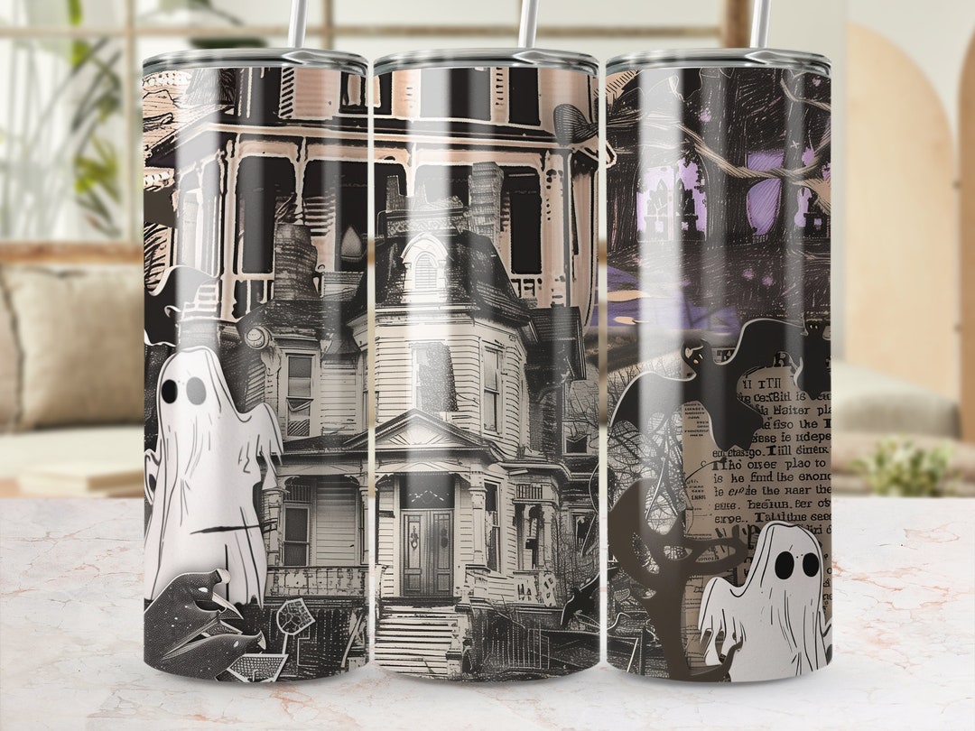 Haunted House Tumbler, Spooky Ghosts Cup, Halloween-themed Drinkware ...