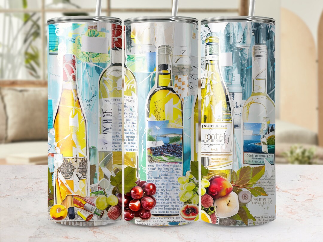 Colorful Wine Bottle Art Collage, Unique Kitchen Decor, Vibrant Wall ...