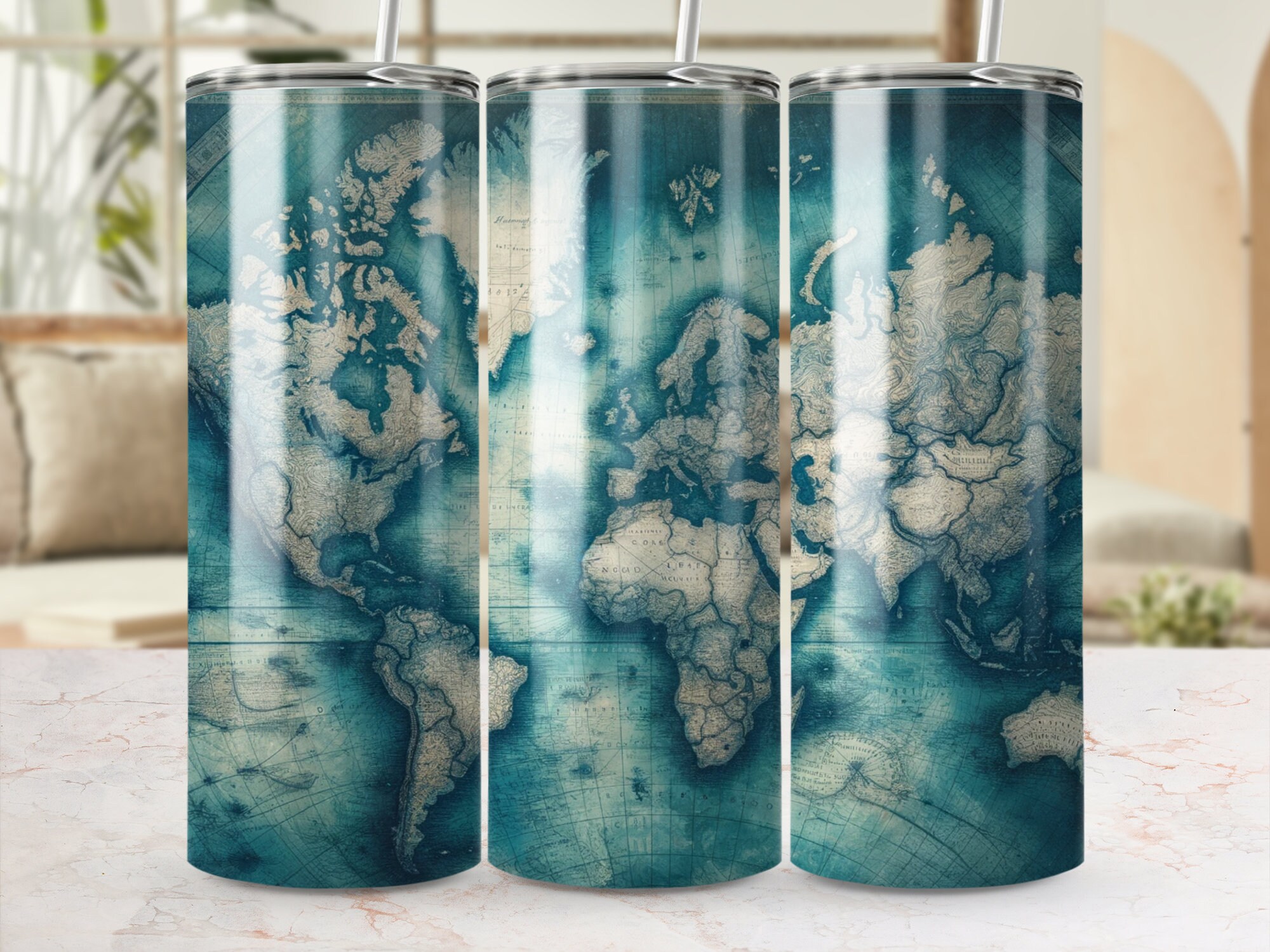 Vintage World Map Tumbler, Antique Map Insulated Travel Cup, Adventure ...