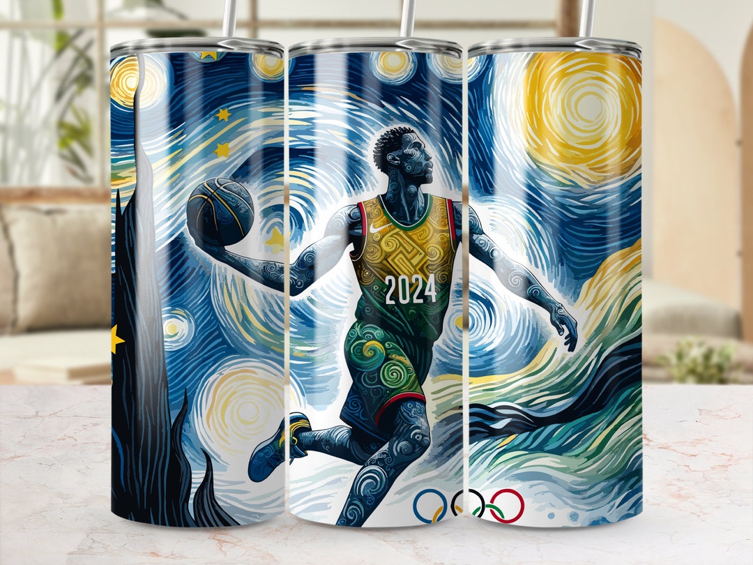 20oz USA Starry Basketball Tumbler Wrap Digital Design - Straight ...