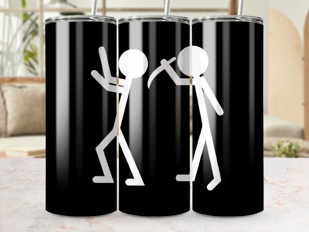 Funny Stick Figure Tumbler, Unique Hilarious Design Cup, Cool Drinking ...