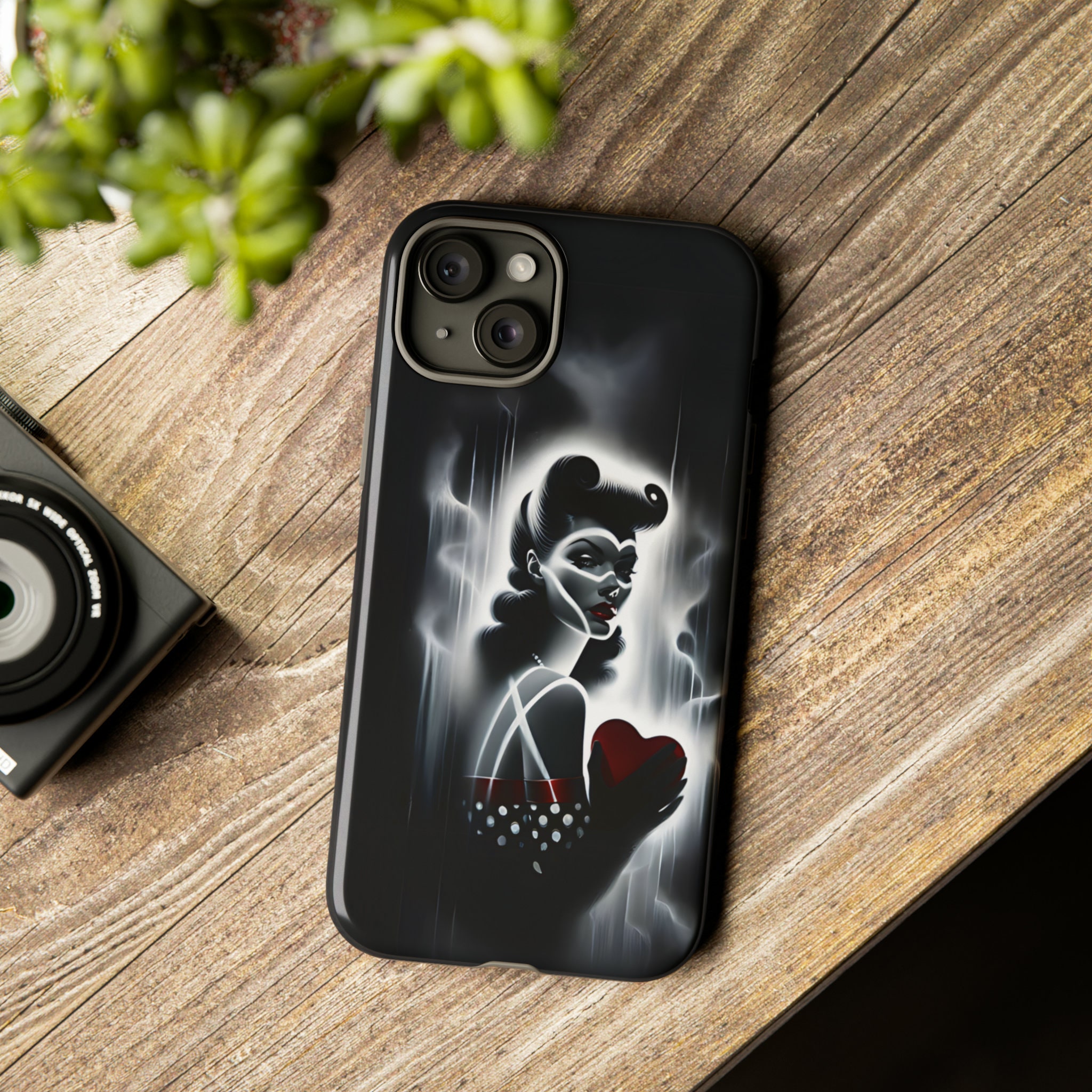 Vintage Femme Fatale With Red Accent for iPhone and Samsung Tough Case ...