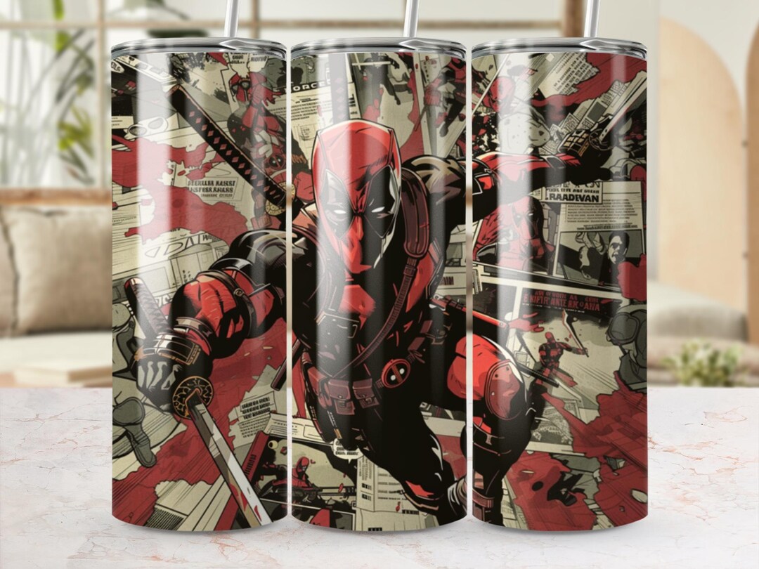 Superhero Comic Tumbler Wrap, Red and Black 20 Oz Tumbler, Comic Book ...