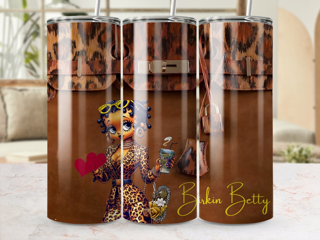 Black Betty Boop Leopard Print Birkin Bag Purse Tumbler Wrap 20 Oz ...