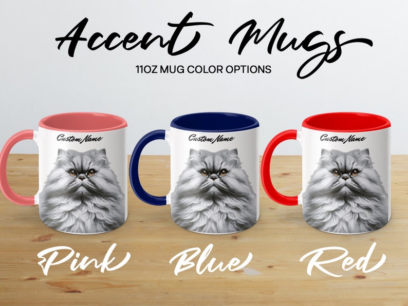 Fluffy Persian Cat Mug, Cute Cat Lover Coffee Cup, Whimsical Feline Art ...
