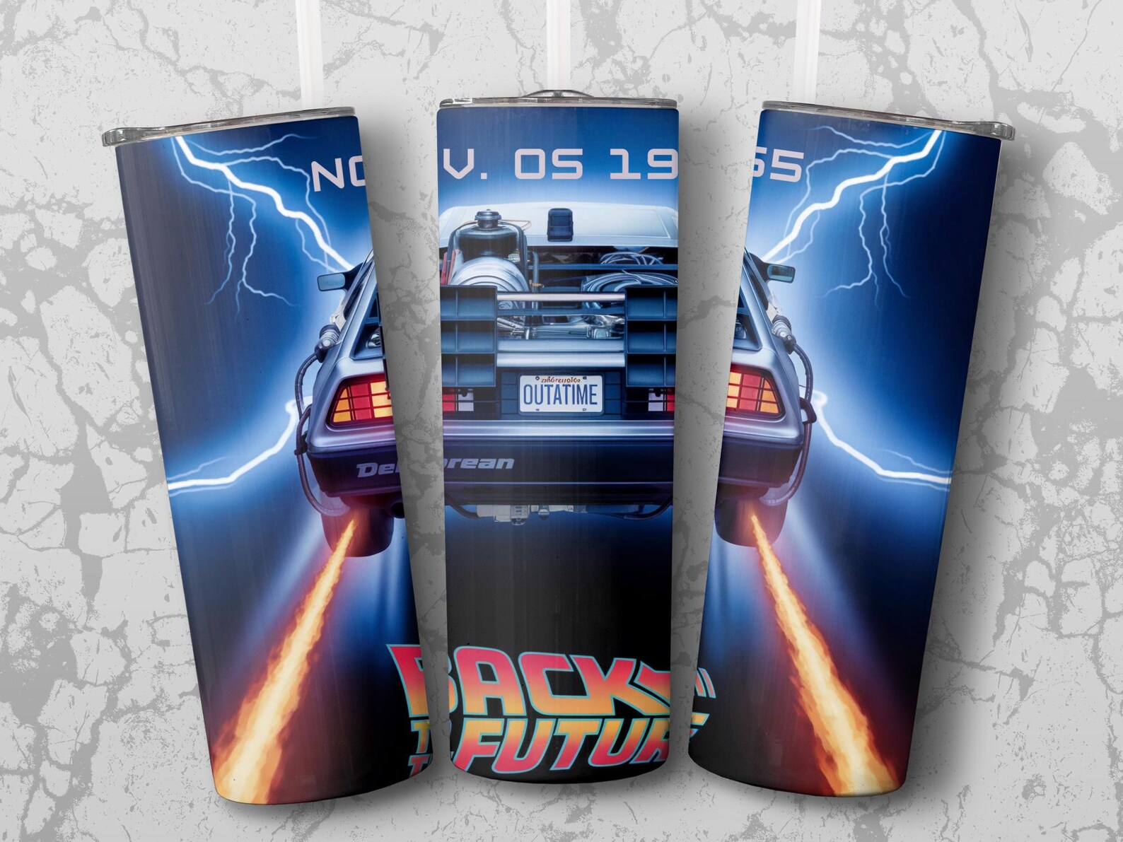 Back to the Future Tumbler 20 Oz Wrap Retro Movie Delorean Design ...