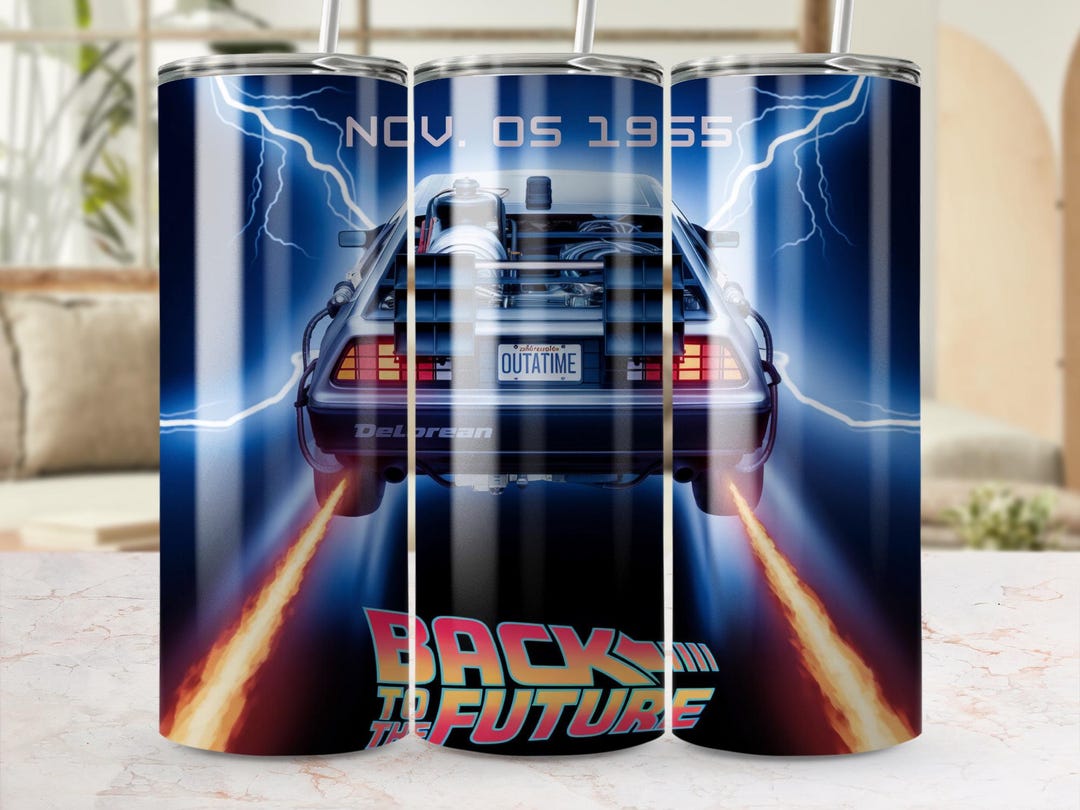 Back to the Future Tumbler 20 Oz Wrap Retro Movie Delorean Design ...