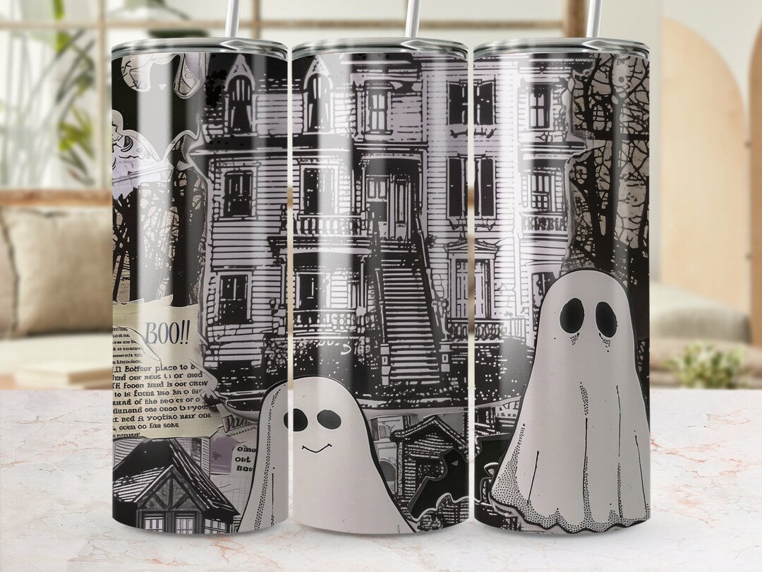 Haunted House Tumbler, Halloween Ghosts Tumbler, Spooky Mansion Cup ...