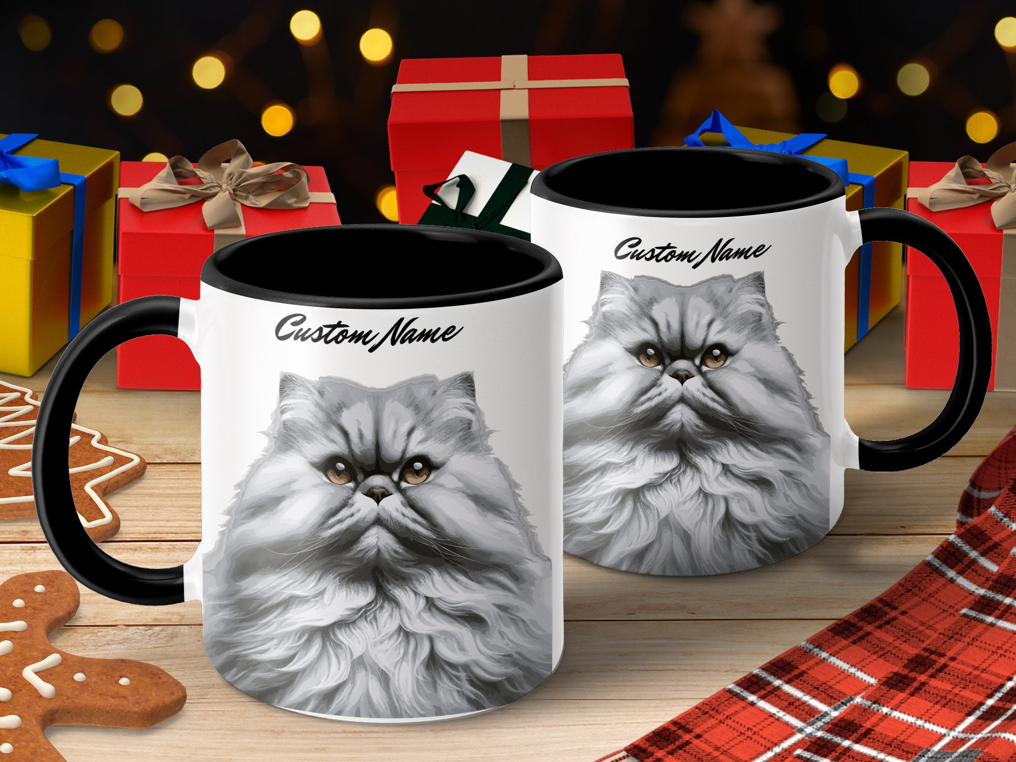 Fluffy Persian Cat Mug, Cute Cat Lover Coffee Cup, Whimsical Feline Art ...