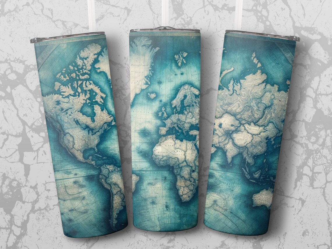 Vintage World Map Tumbler, Antique Map Insulated Travel Cup, Adventure ...