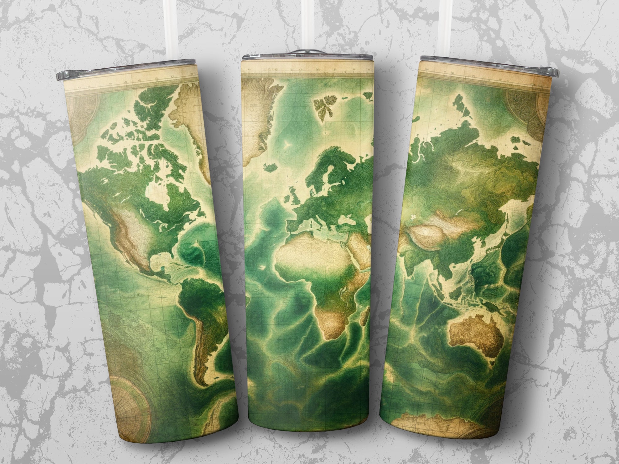 Vintage World Map Tumbler, Antique Map Insulated Travel Mug, Eco ...