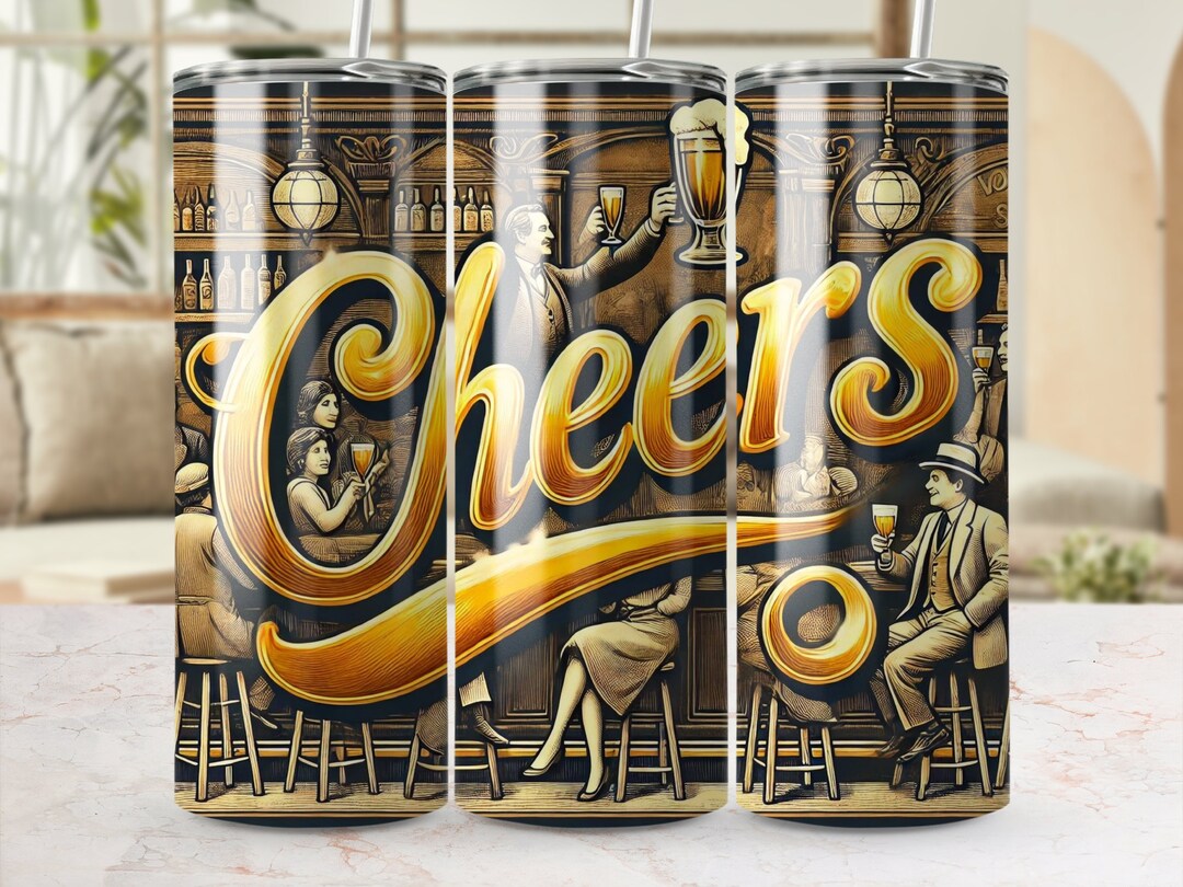 Cheers Bar Scene Tumbler, Vintage Bar Graphic Tumbler, Retro Cheers ...
