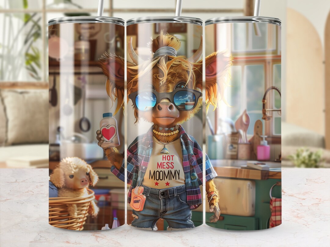 Cute Cow Mom Tumbler, Hot Mess Mommy Tumbler, Funny Cow Lover Gift, Mom ...