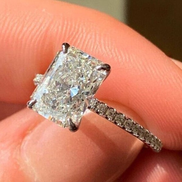 Hidden Halo Radiant Cut Engagement Ring - Etsy