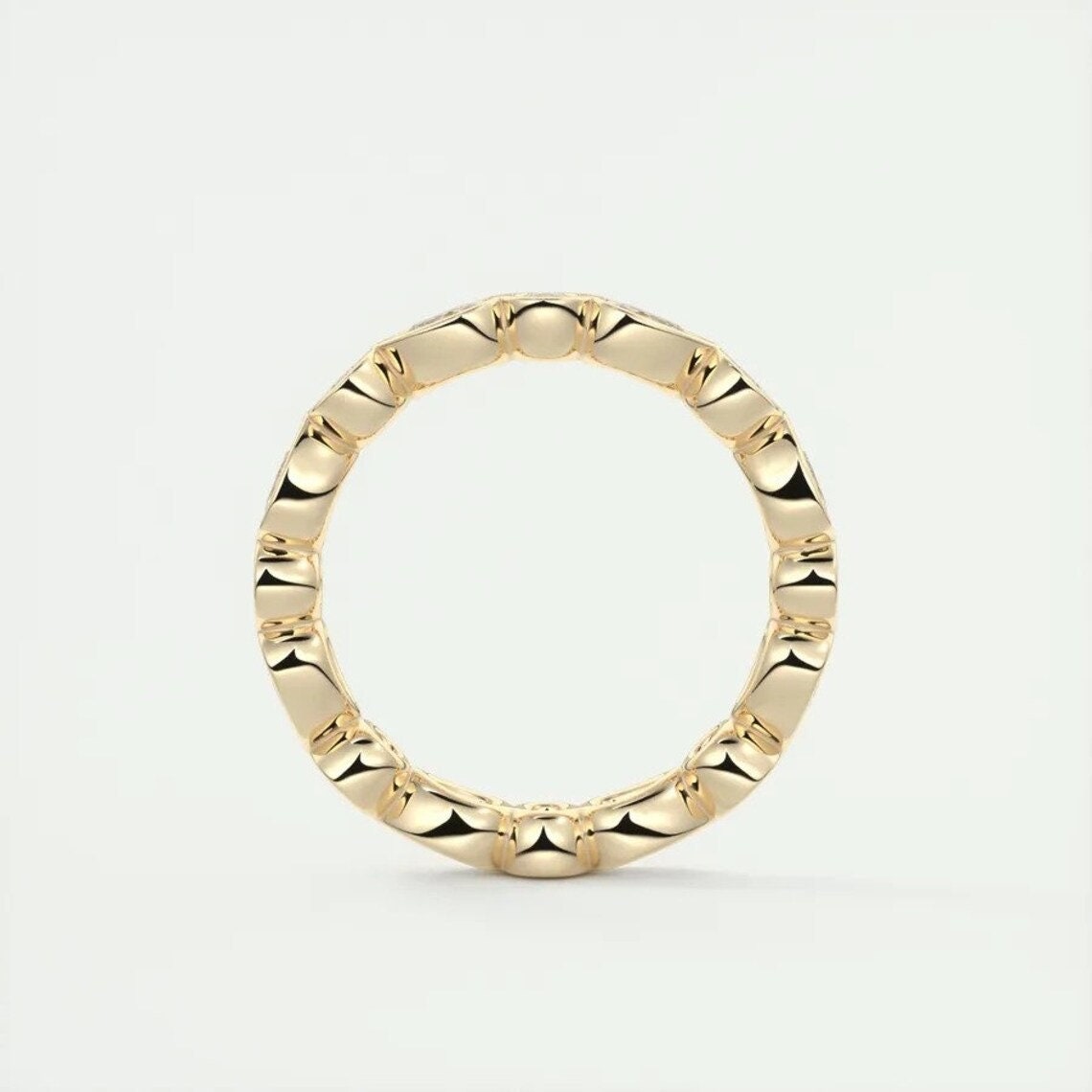 14k Solid Gold Round and Pear Cut Moissanite Moissanite Band, Full ...