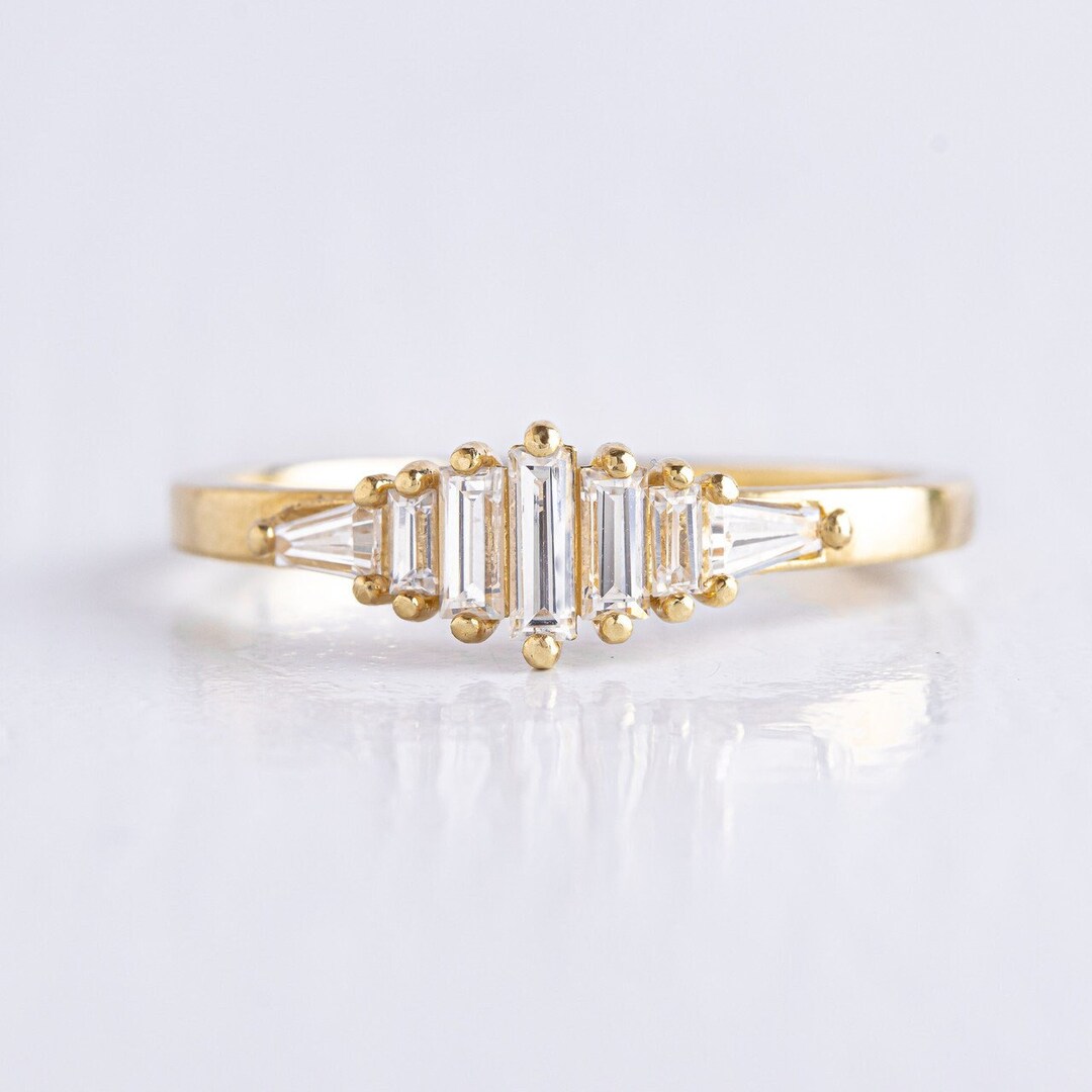 Vertical Step Stone Setting Baguette Diamond Ring, Day Break Wedding ...