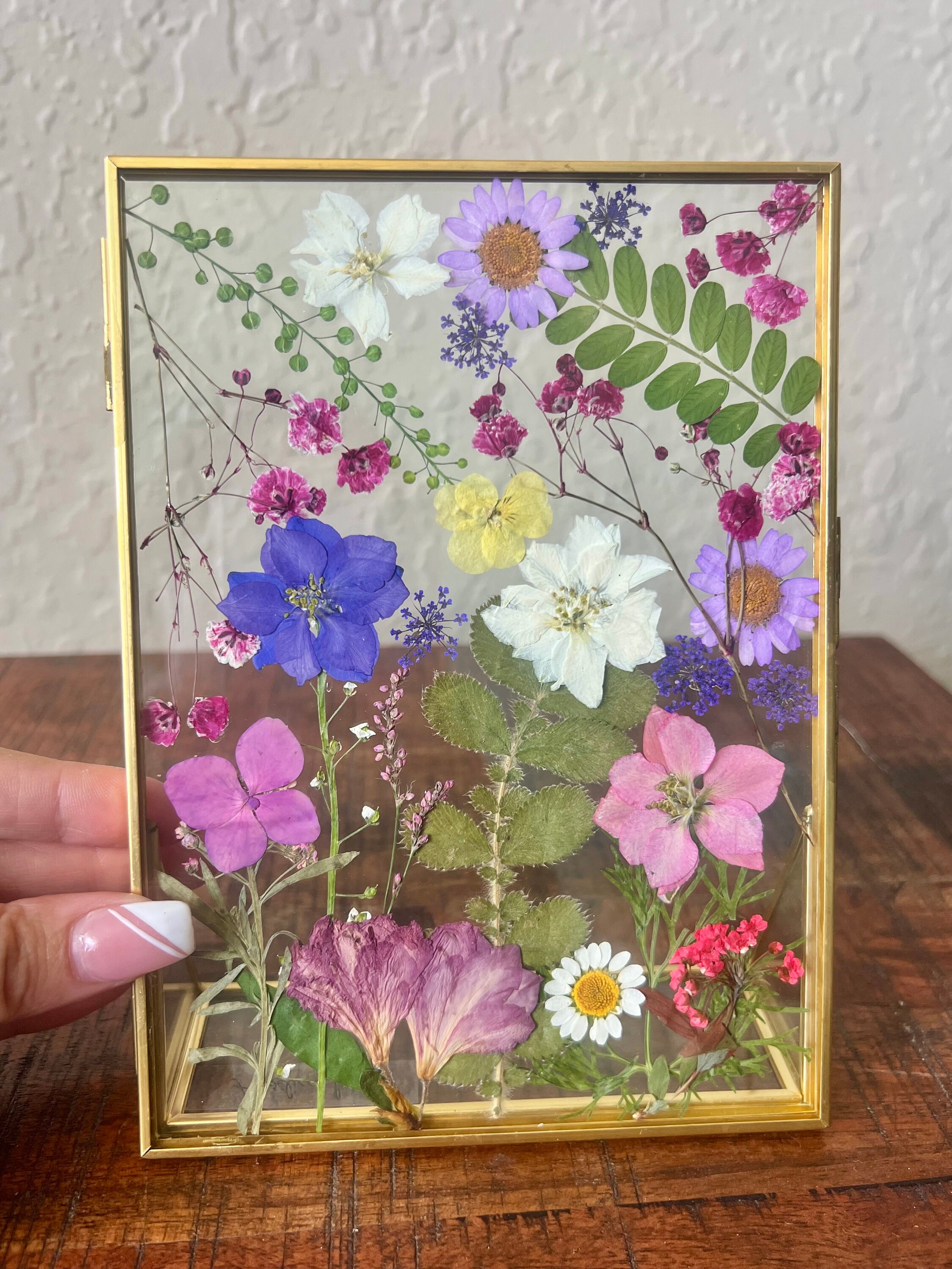 Pressed Colorful Floral Frame 5x7 Botanical Art Collage Preserved ...