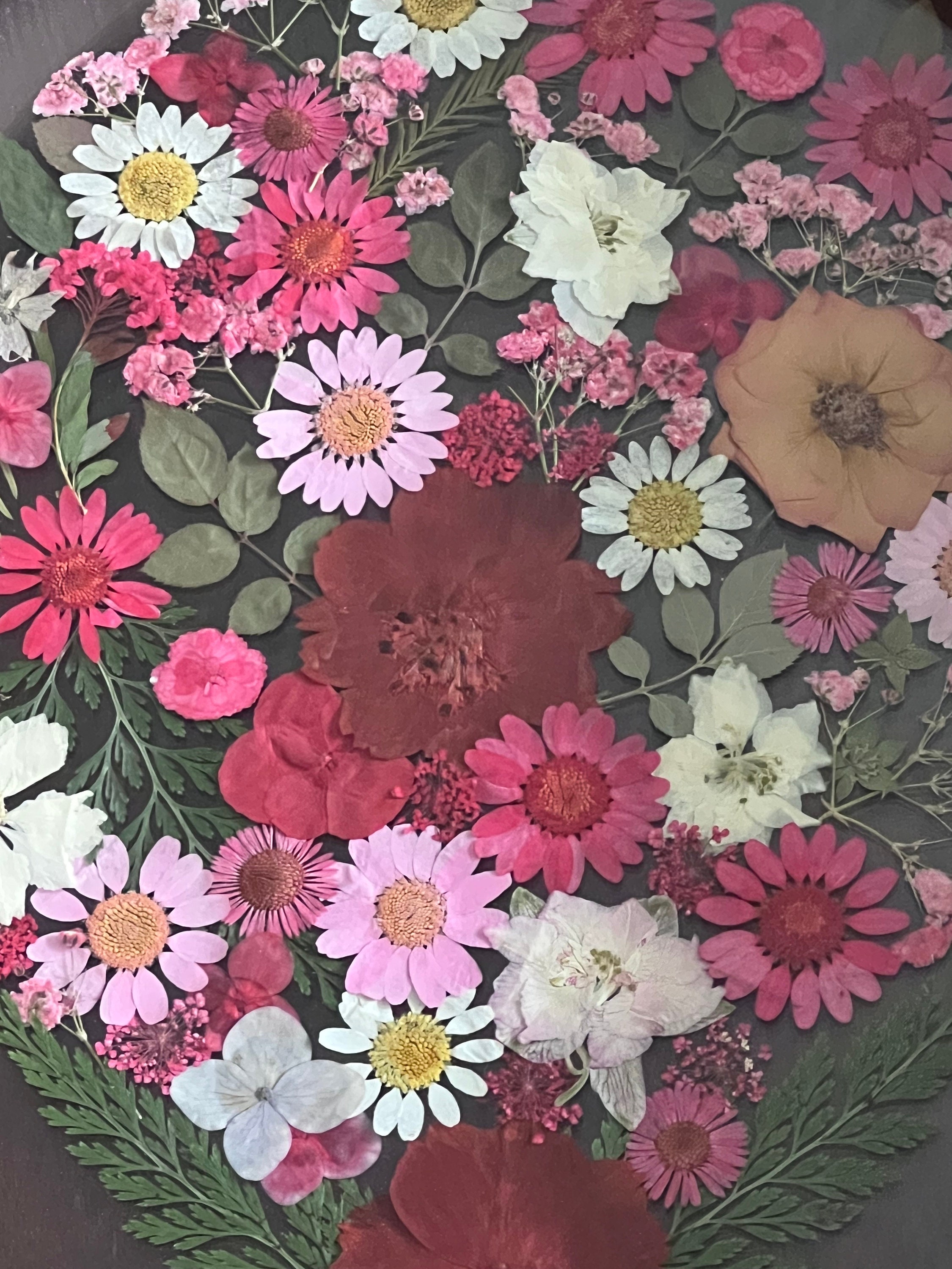 Arched Wooden Floral Frame Assorted Red Flowers Preserved Pressed ...