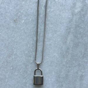 Minimalist Padlock Necklace | Stainless Steel | Silver | 18in Box Chain ...