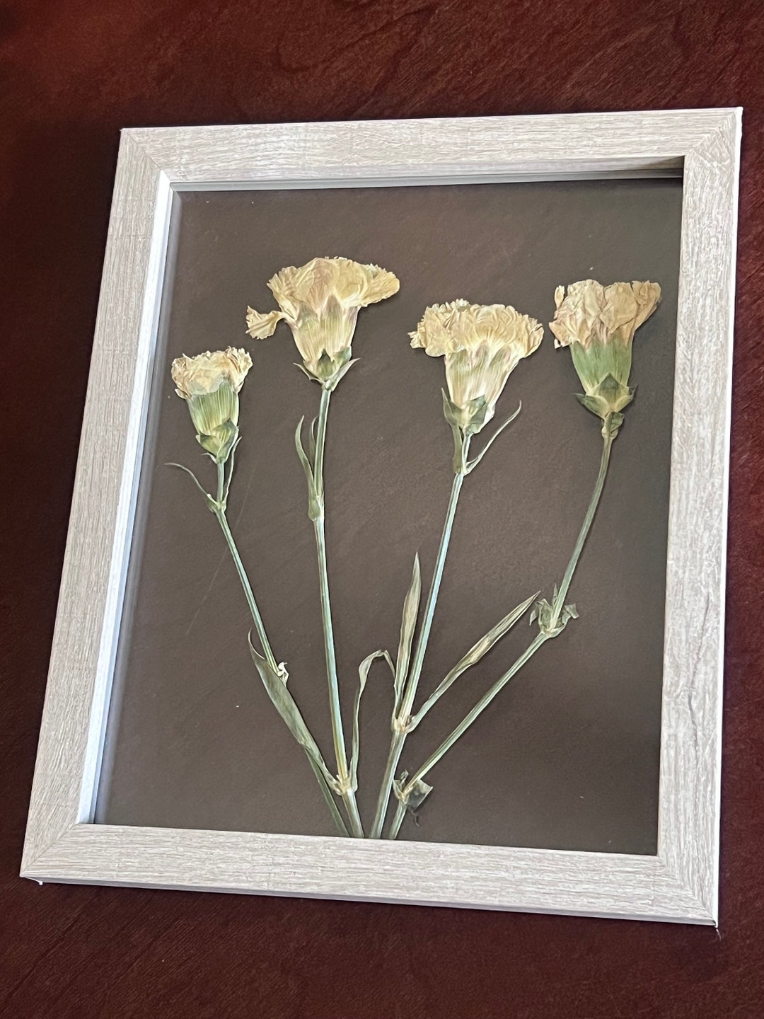 Elegant 8x10 Pressed Flower Frame | Preserved Carnations | Flower Art ...