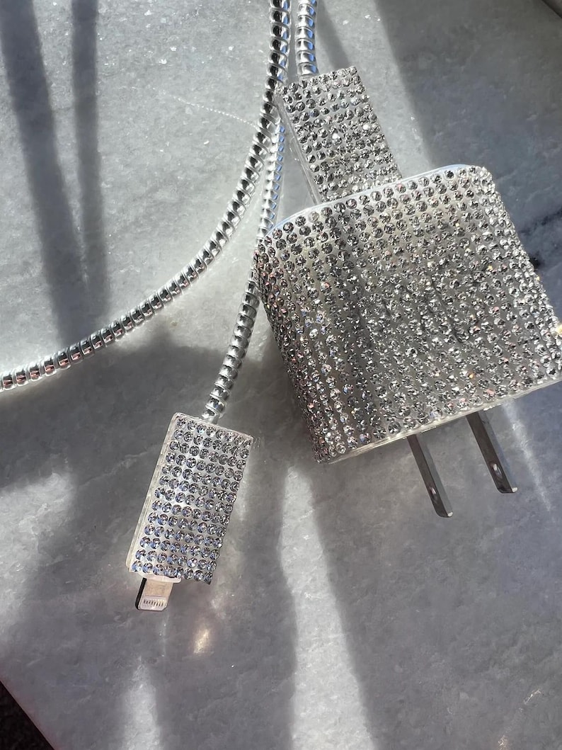 Rhinestone 5 Pcs Charging Cable Protective Sleeve for iPhone | Bling ...