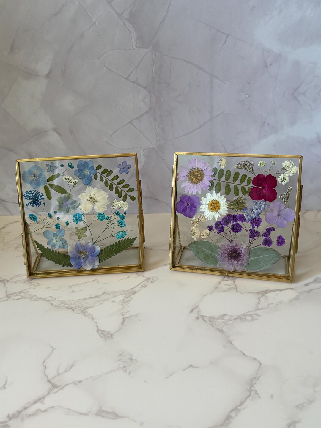 Miniature Pressed Flower Gold Frame Set 4x4 - Etsy