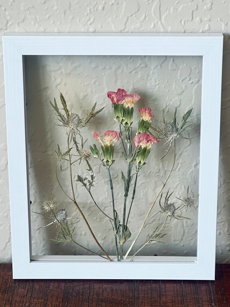 8x10 Pressed Flower Frame Preserved Carnations Flower Art Home Decor ...