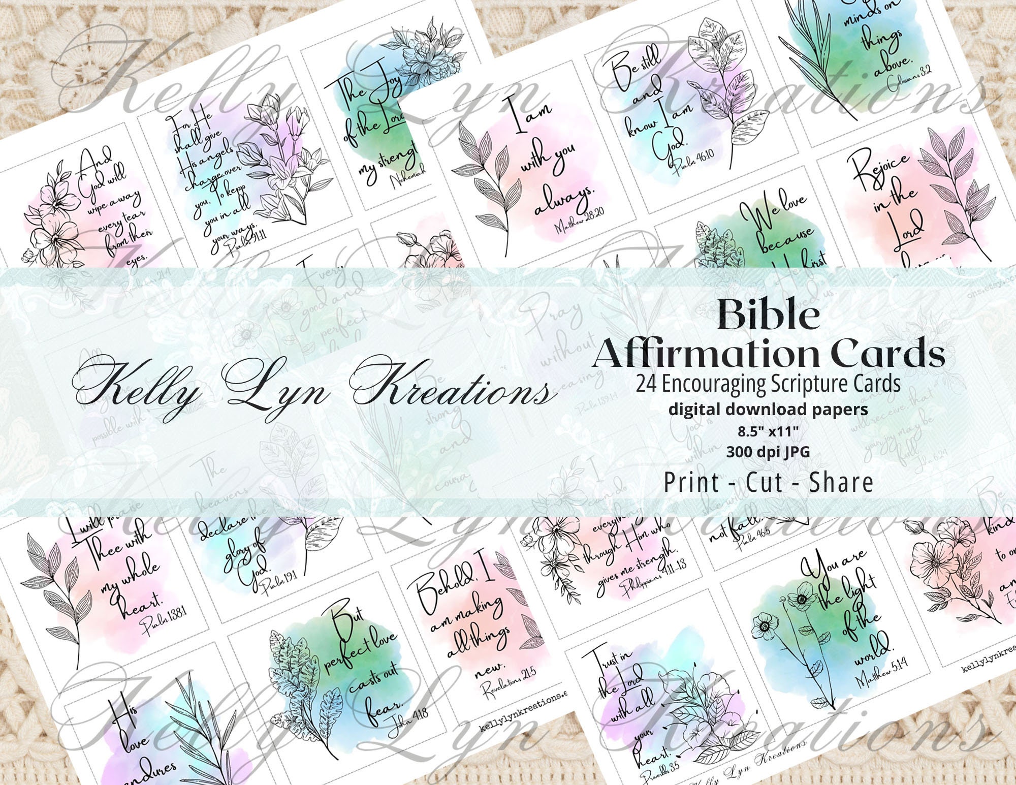 Printable Bible Verse Cards, Digital Download, Scripture Cards, Bible ...