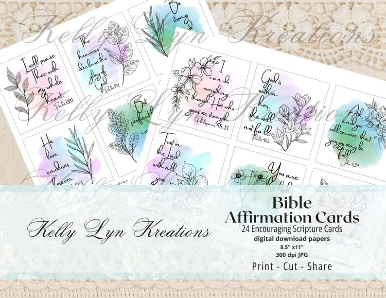Printable Bible Verse Cards, Digital Download, Scripture Cards, Bible ...