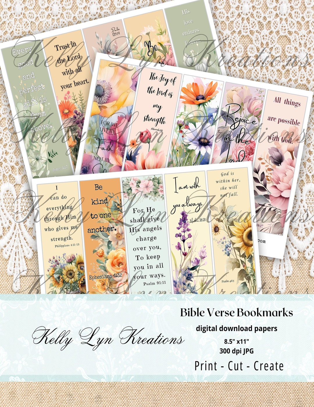 Printable Bible Verse Bookmark Christian Bookmark Digital Download ...