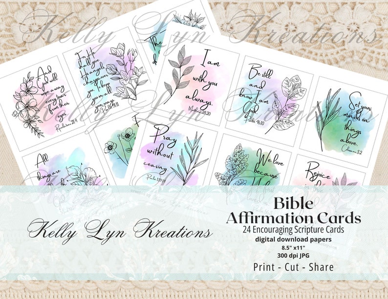 Printable Bible Verse Cards, Digital Download, Scripture Cards, Bible ...