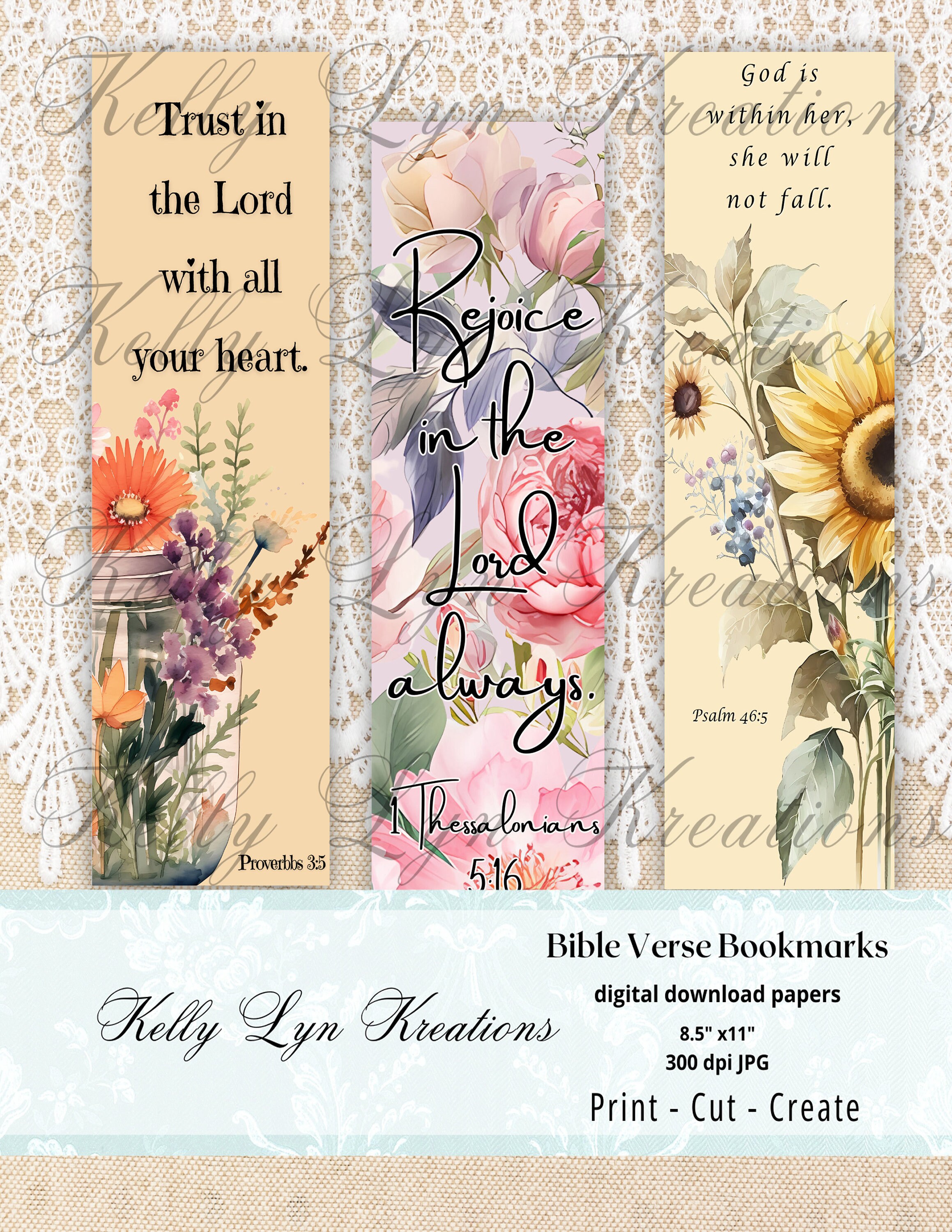Printable Bible Verse Bookmark Christian Bookmark Digital Download ...