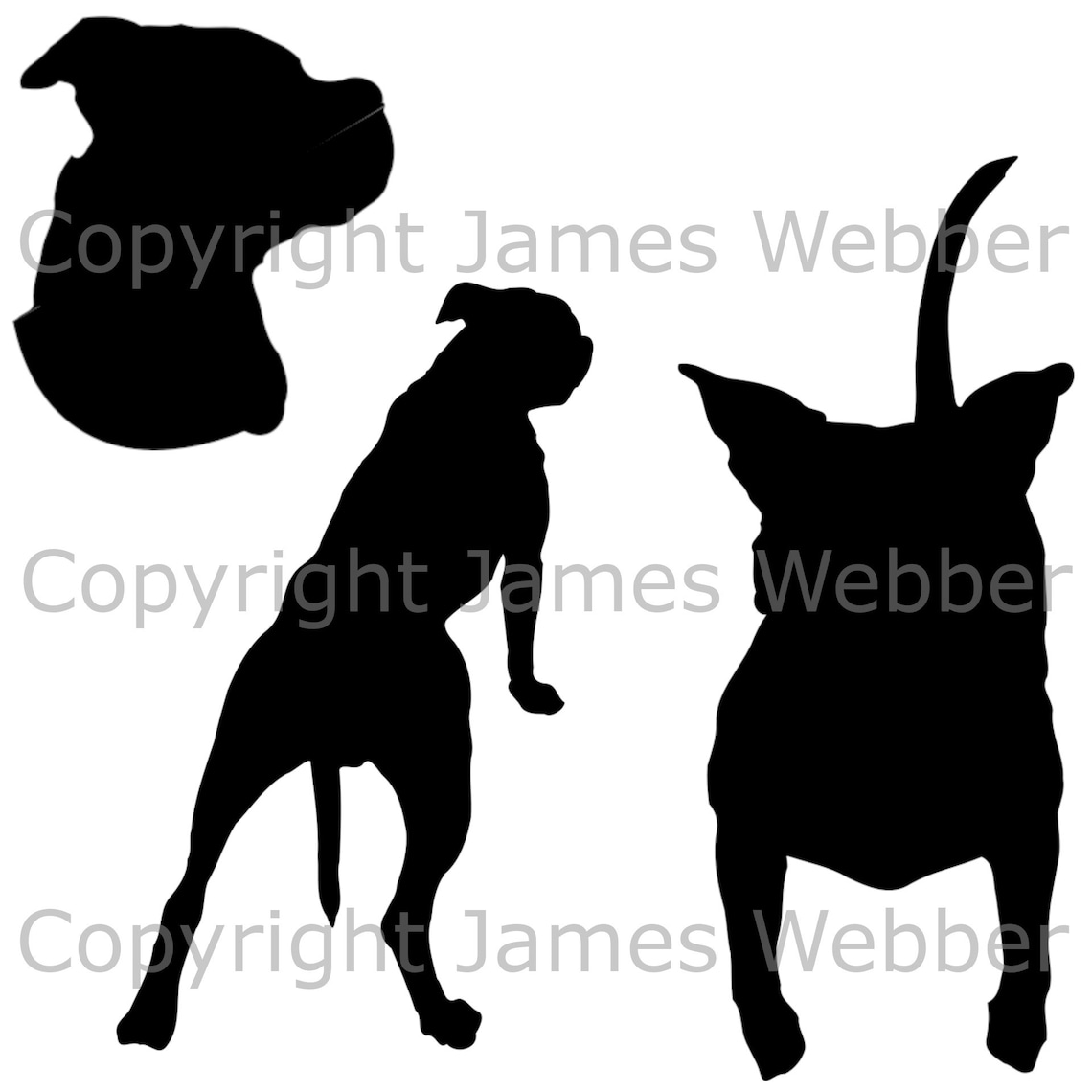 Staffordshire Bull Terrier Silhouette Pack 2 3 Designs Digital Download ...