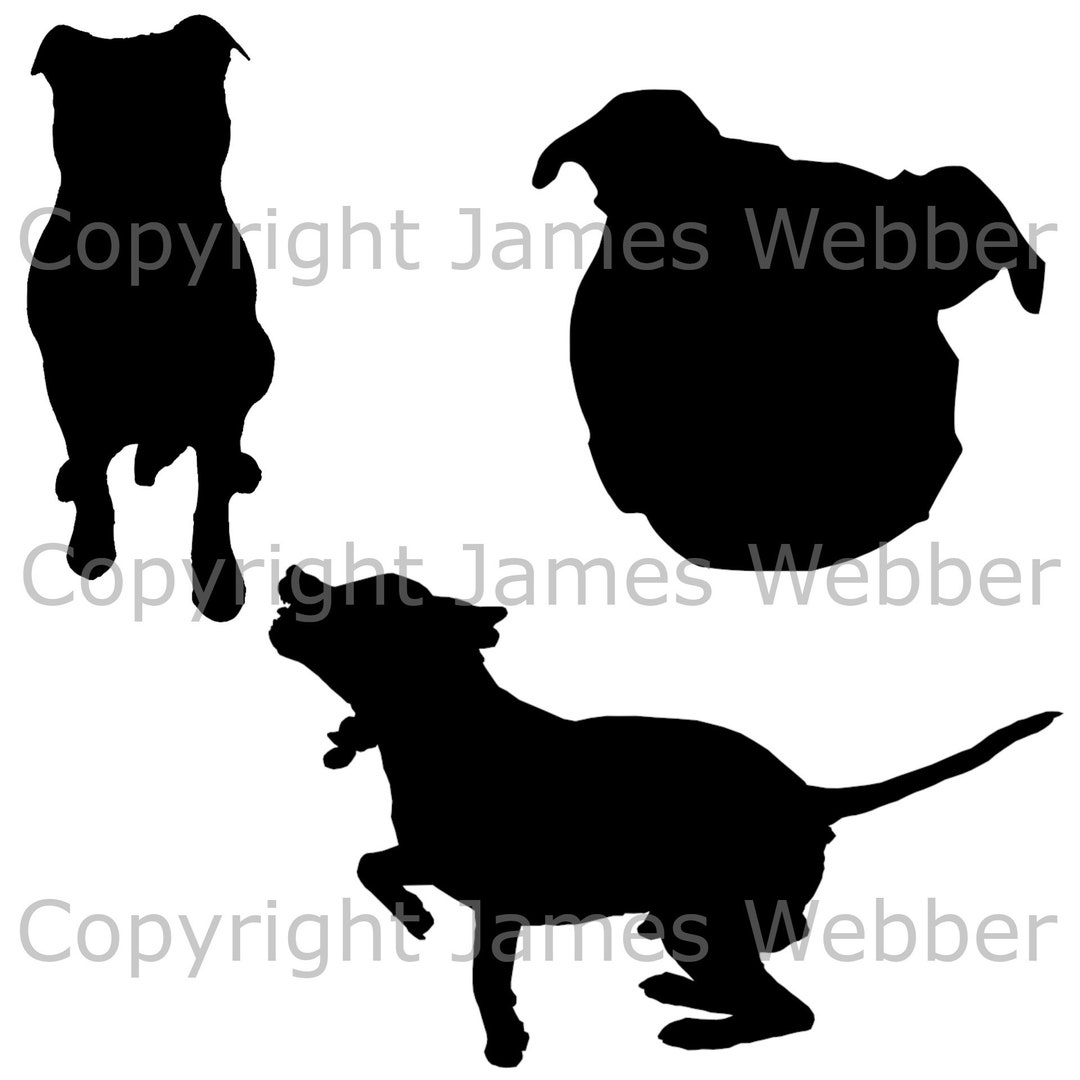 Staffordshire Bull Terrier Silhouette Pack 1 3 Designs Digital Download ...