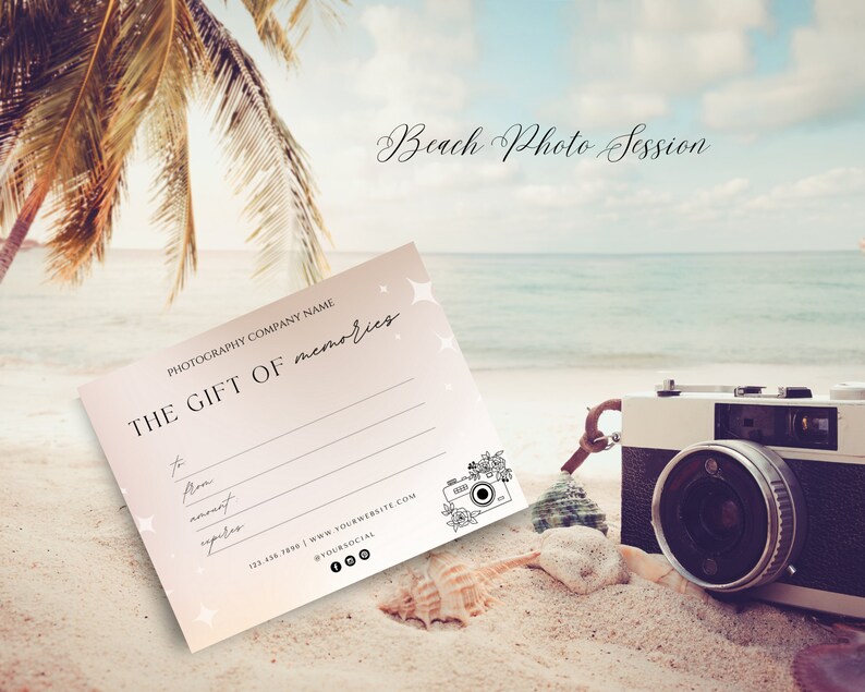 Photography Gift Certificate | Editable Photo Session Gift Card ...