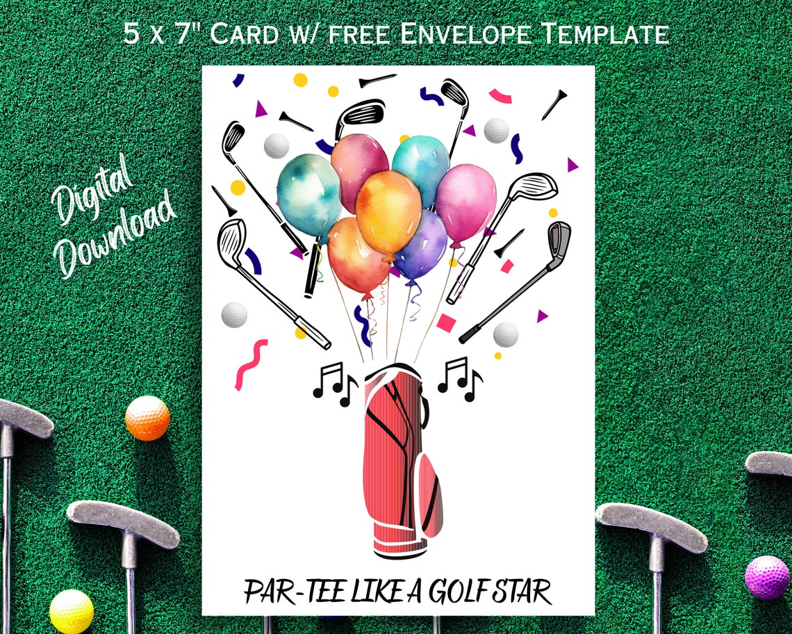Golf Birthday Card Par-tee Like a Golf Star Instant Download Printable ...