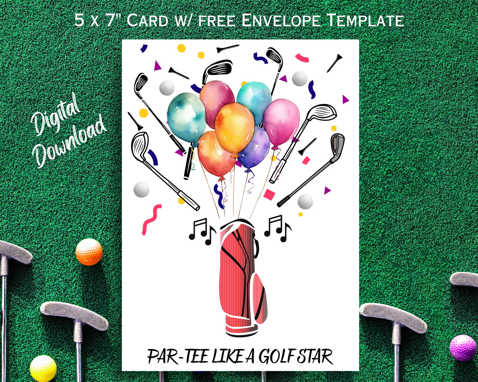 Golf Birthday Card | Par-tee Like a Golf Star | Instant Download ...