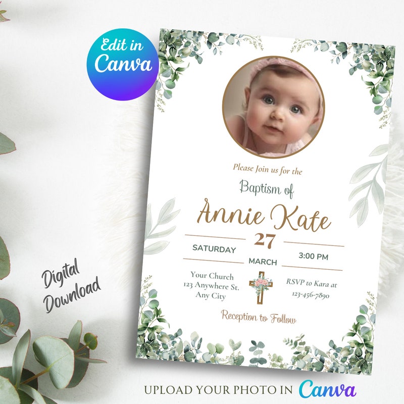 Baptism Photo Invitation - Etsy