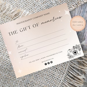 Photography Gift Certificate Editable Photo Session Gift Card Template ...