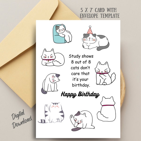 Cat Birthday Card - Etsy
