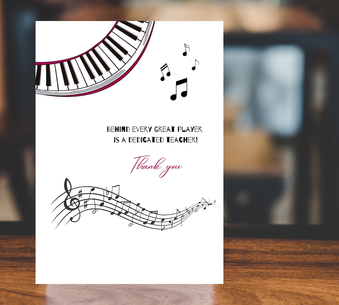Piano Teacher Thank You Card | Musical Instructor Appreciation ...