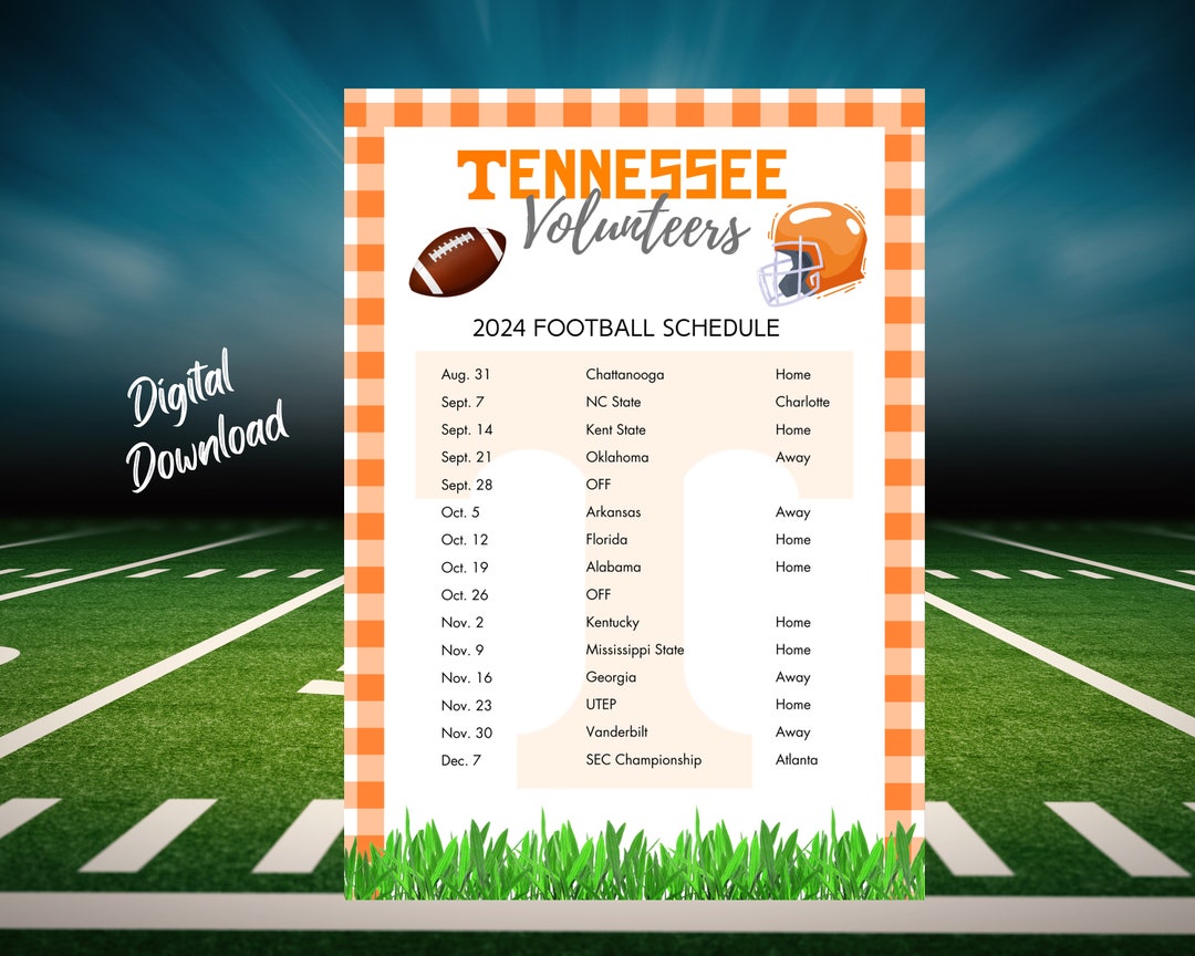 Buy 2024 Tennessee Printable Football Schedule Volunteers College Football Instant Download Tennessee Football Fans Vols Football Online in India Etsy