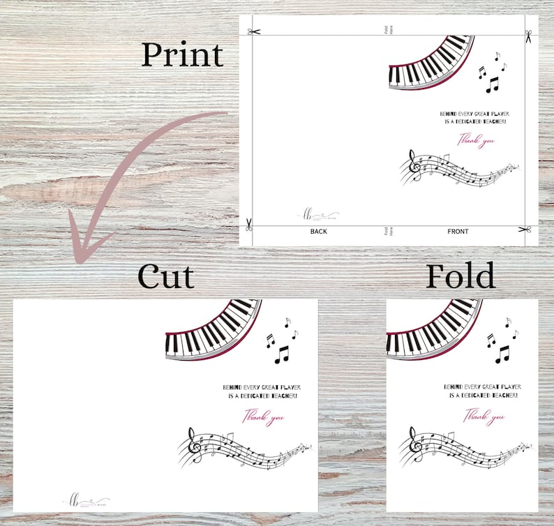 Piano Teacher Thank You Card | Musical Instructor Appreciation ...
